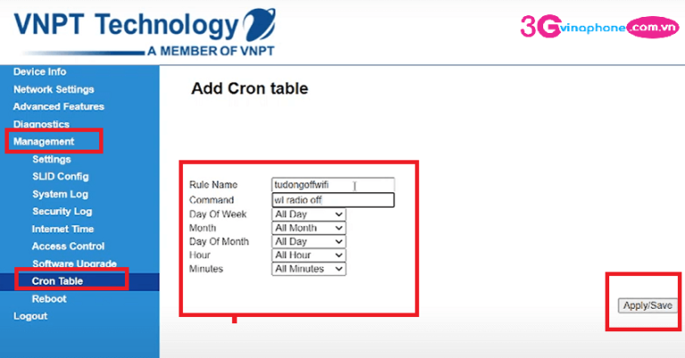Cách hẹn giờ bật tắt WiFi Modem VNPT CHÍNH XÁC NHẤT