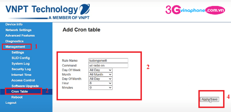 Cách hẹn giờ bật tắt WiFi Modem VNPT CHÍNH XÁC NHẤT